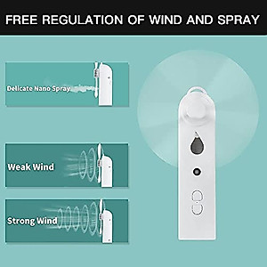 Crethinkaty Mini Handheld Fan USB Misting Fan Rechargeable Portable Pocket Desk Fans Mini Water Spray Hydrating Fan for Office,Home,School,Camping,Outdoor,Travel (2 Speeds)