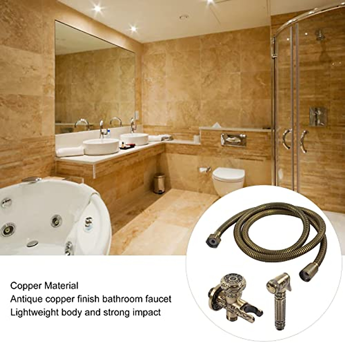 NDNCZDHC Bidet Sprayer G1/2 Female Male Thread Toilet Sprayer with Angle Valve Single Handle 6.6ft Range Antique Copper Bidet Attachment for Toilet
