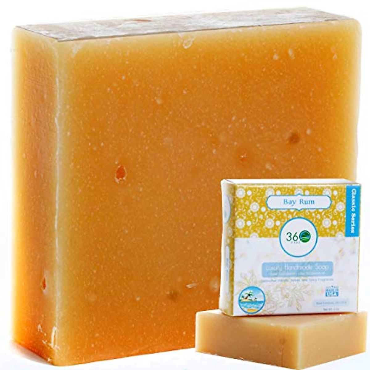 360Feel Bay Rum Soap - Handmade Bar with Woodsy Sweet, Spicy Scent and Bay Rum Shaving Soap - Gift Ready for Men - Castile Man - 5 Ounce