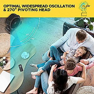 CRST 20000mAh Battery Operated Oscillating Fan with Remote, LED Light, Timer and Hook 4 Speed Rechargeable Personal USB Camping Fan for Jobsite Tent Emergency