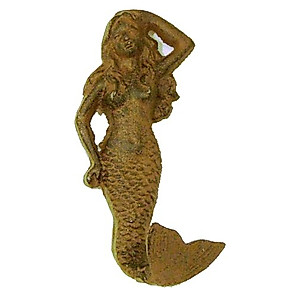Moby Dick Nautical Rust Cast Iron Mermaid Wall Decor Hook Peg Decor