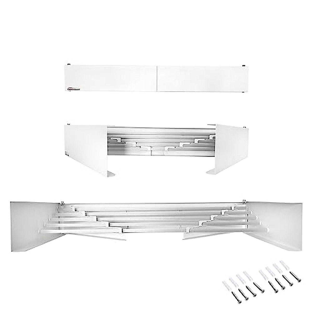 LEBENSART Laundry Drying Rack, Stainless Steel Collapsible Wall Mounted Space Saving Clothes Drying Rack, Indoor and Outdoor Foldable Drying Rack, 40lbs-14Ft Drying Capacity,27,5" (White)