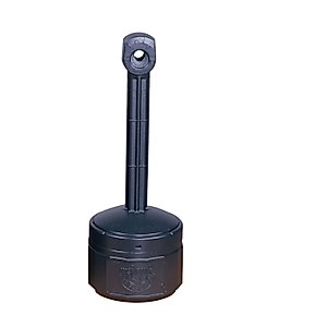 Justrite, Personal Smoker’s Cease-Fire Outdoor Ashtray, Polyethylene Standing Ashtray with Steel Bucket, 1 Gallon, Black, 26806D
