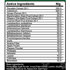 Gut Health Probiotics for Dogs with Pumpkin, Colostrum, Digestive Enzymes, Ginger, Slippery Elm, Licorice, Inulin Fiber & More | Beef Flavor Soft Chews Digestion Dog Supplement by Clean Pets