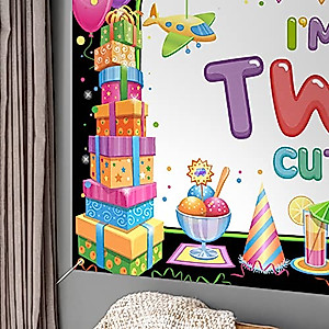 I'm Two Cute Birthday Backdrop Banner Decor Colorful - Happy 2nd Birthday Party Theme Decorations for Baby Girls Boys Supplies One Size