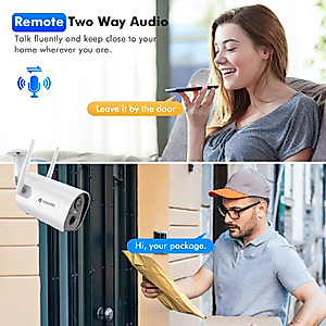 Wireless Outdoor Security Camera, 10400mAh Rechargeable Battery Powered WiFi Camera YESKAMO 1080P Surveillance Camera for Home Security Wire Free Battery Camera Dual Antenna Motion Dection 2 Way Audio