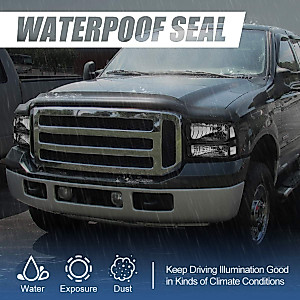 Auto Dynasty [Halogen Model Factory Style Headlights Assembly Compatible with Ford F250 F350 F450 F550 Super Duty 05-07, Driver and Passenger Side, Black Housing Clear Lens