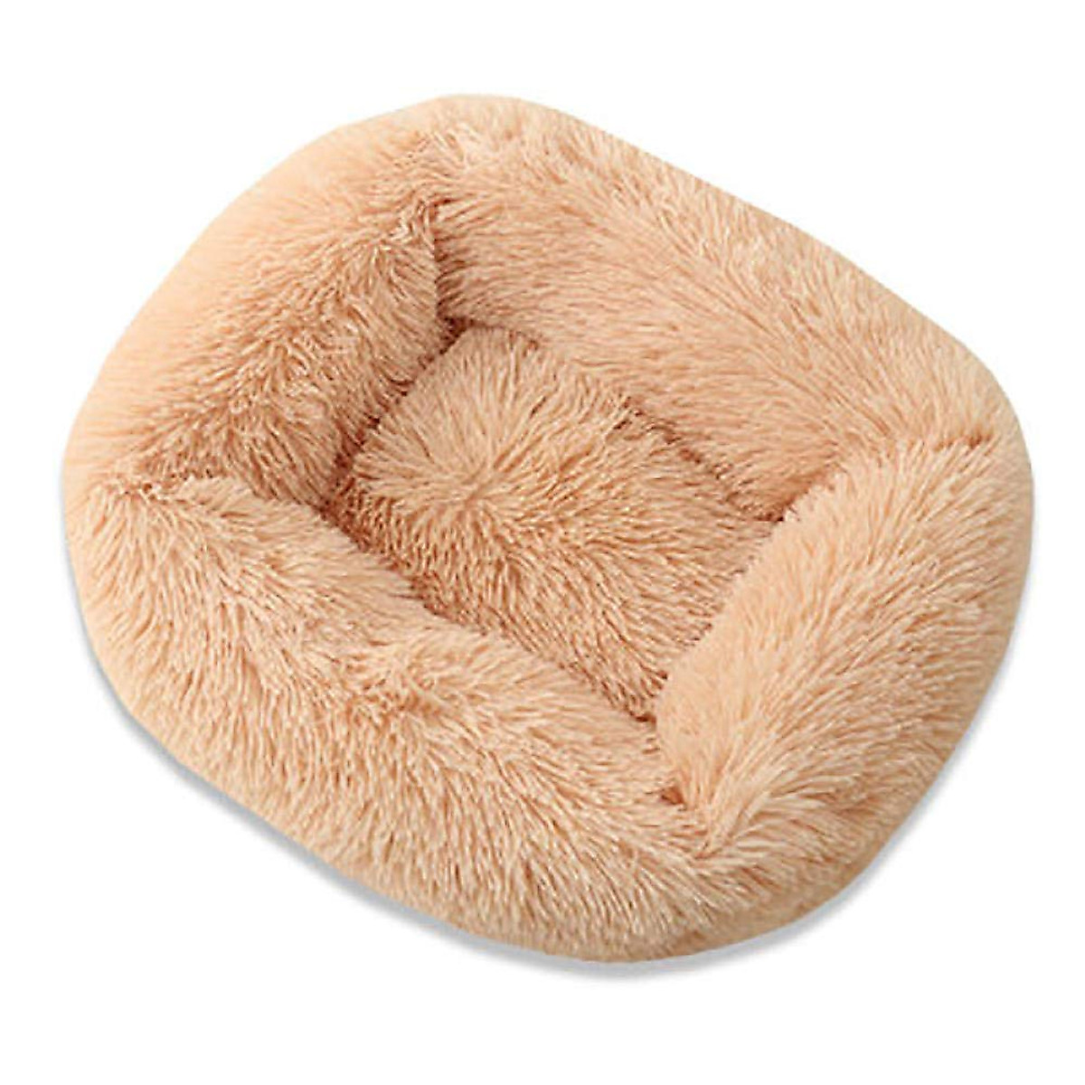 Bed M Size Warm Winter Square Super Soft Sleeping Dog Bed Long Plush Washable Cat Mat Basket Puppy House 1Pcs Champagne