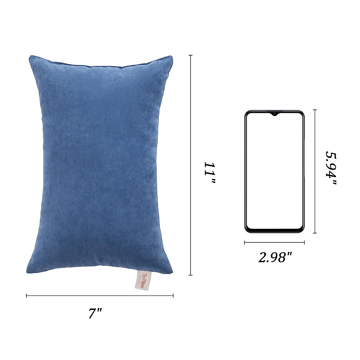 BEDSUM 2 Pack Tiny Pillows, 11"x7" Microfiber Mini Pillows for Travel, Pets, Soft and Machine Washable Small Pillows for Neck, Wrist, and Knee Comfort, Denim Blue