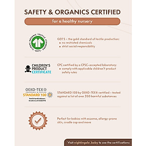 Nightingale Baby Washcloths, Organic Cotton Muslin with Rayon Made from Bamboo - Soft Burp Cloths for Newborn Sensitive Skin - 12x12 Face or Baby Towel - Bath Baby Essentials - 6 Pack (Feathers)