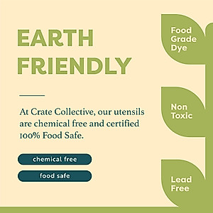 Crate Collective Pakka Wooden Spoons Set - Exotic Pakkawood Utensils for Serving & Cooking - Non-Stick Spoon, Slotted Spoon, Corner Spoon, and Spatula for All Cookware - Lightweight & Heat Resistant