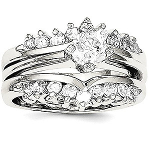 IceCarats 925 Sterling Silver Cubic Zirconia CZ Wedding Band Engagement Ring Bridal Jewelry Set