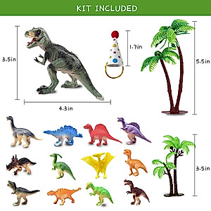Dinosaur Birthday Decorations - Dinosaur Cake Toppers With Mini Hat - Funny Dino Cake Decoration Party Supplies Gift Ideas for Boys Girls Kids