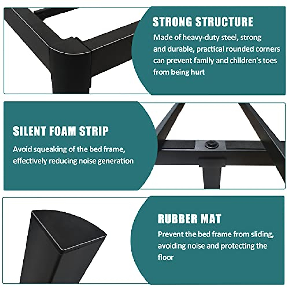 Yitong Angel 18 Inch Queen Bed Frame with Round Corner Edge Legs, 3500 lbs Heavy Duty Metal Platform Bed Frame Queen Size, Steel Slats Support/No Box Spring Needed/Noise Free/Non-Slip