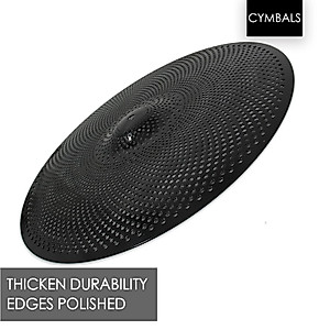 Low Volume Cymbal Pack, Quiet Cymbal Set 14''/16''/18''/20'' (5 Pcs, Black) | FREE Cymbal Bag included
