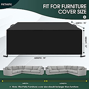 FKTHIFK 98''L x 78''W x 32''H Patio Furniture Cover, Outside Table and Chair Cover, Outdoor Dining Set Cover, Waterproof, Windproof
