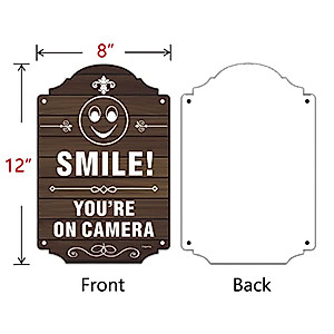 2 Pack Smile You're On Camera Signs Video Surveillance Signs 12 x 8 Inches Home Business Driveway Alert CCTV Security Camera Warning Signs Metal Reflective Rust Aluminum Indoor or Outdoor Use