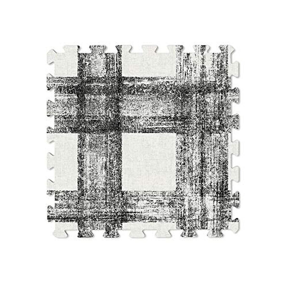 FloorPops FPF3751 Sawyer Plaid Interlocking Floor Tiles, Black