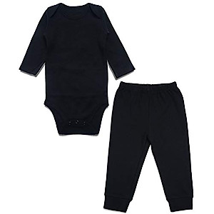 SOBOWO 2-Piece Unisex Baby Bodysuit and Pants Outfits Set for Newborn Boys Girls 0-24 Months (0-3 Months, Black Long Sleeve)