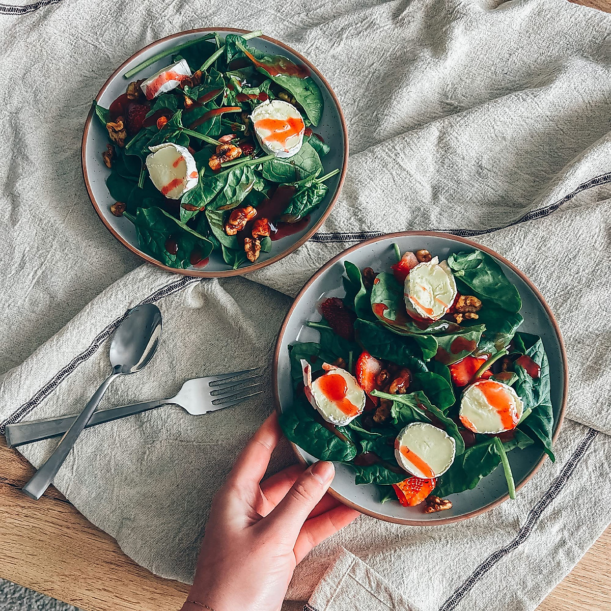 Mora Ceramic Plates Set, 7.8 in - Set of 6 - The Dessert, Salad, Appetizer, Small Dinner etc Plate. Microwave, Oven, and Dishwasher Safe, Scratch Resistant. Kitchen Porcelain Dish - Earl Grey