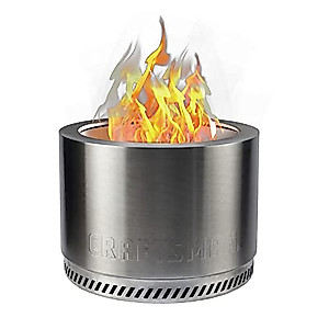 CRAFTSMAN 19.5" Smokeless Wood Fire Pit Portable Stainless Steel Camping, RVing, Backyard Bonfire fire Pit