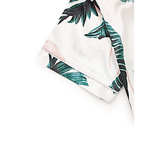 Floerns Women's Printed Two Piece Short Sleeve Sleepwear Long Pants Pajamas Sets A White S
