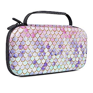 Lokigo Nintendo Switch Case / Nintendo Switch Case OLED Model, Protective Travel Switch Carry Case for Girls Women with 16 Games Cartridges for Console Joy-Con & Accessories, Mermaid