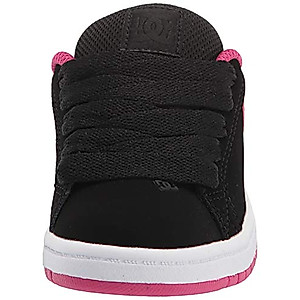DC girls Court Graffik Skate Shoe, Black/Pink Stencil, 2 Little Kid US