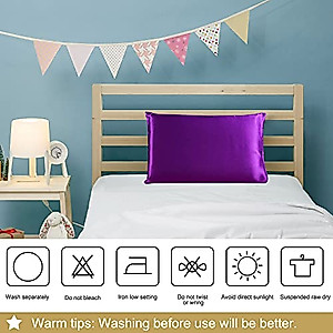 uxcell 100% Charmeuse Pure Silk Pillowcase Pillow Case Cover for Hair & Skin 350TC 19 Momme (1-Piece) Purple Travel(14x20inch)