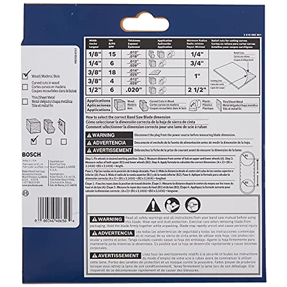 BOSCH BS5618-6W 56-1/8 In. 6 TPI General Purpose Stationary Band Saw Blade Ideal for General Purpose Applications in Wood