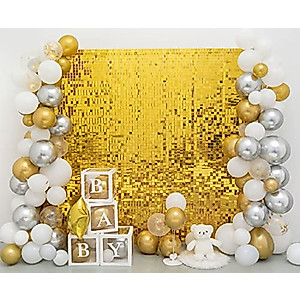 Kate Square Gold Shimmer Wall Sequin Panel Backdrop Birthday Wedding Background Decoration Wall(Pack of 12)