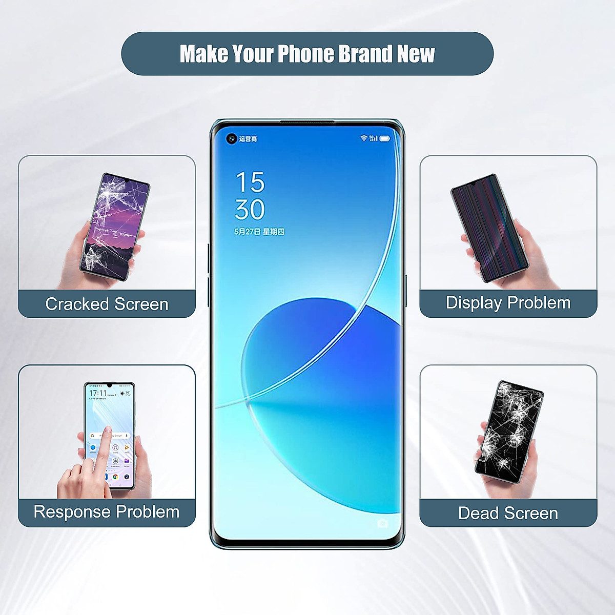 E-yiiviil LCD Digital Display Compatible with Oppo Reno 6 Pro 5G PEPM00 CPH2249 6.55" LCD Display Touch Screen Assembly with Tools