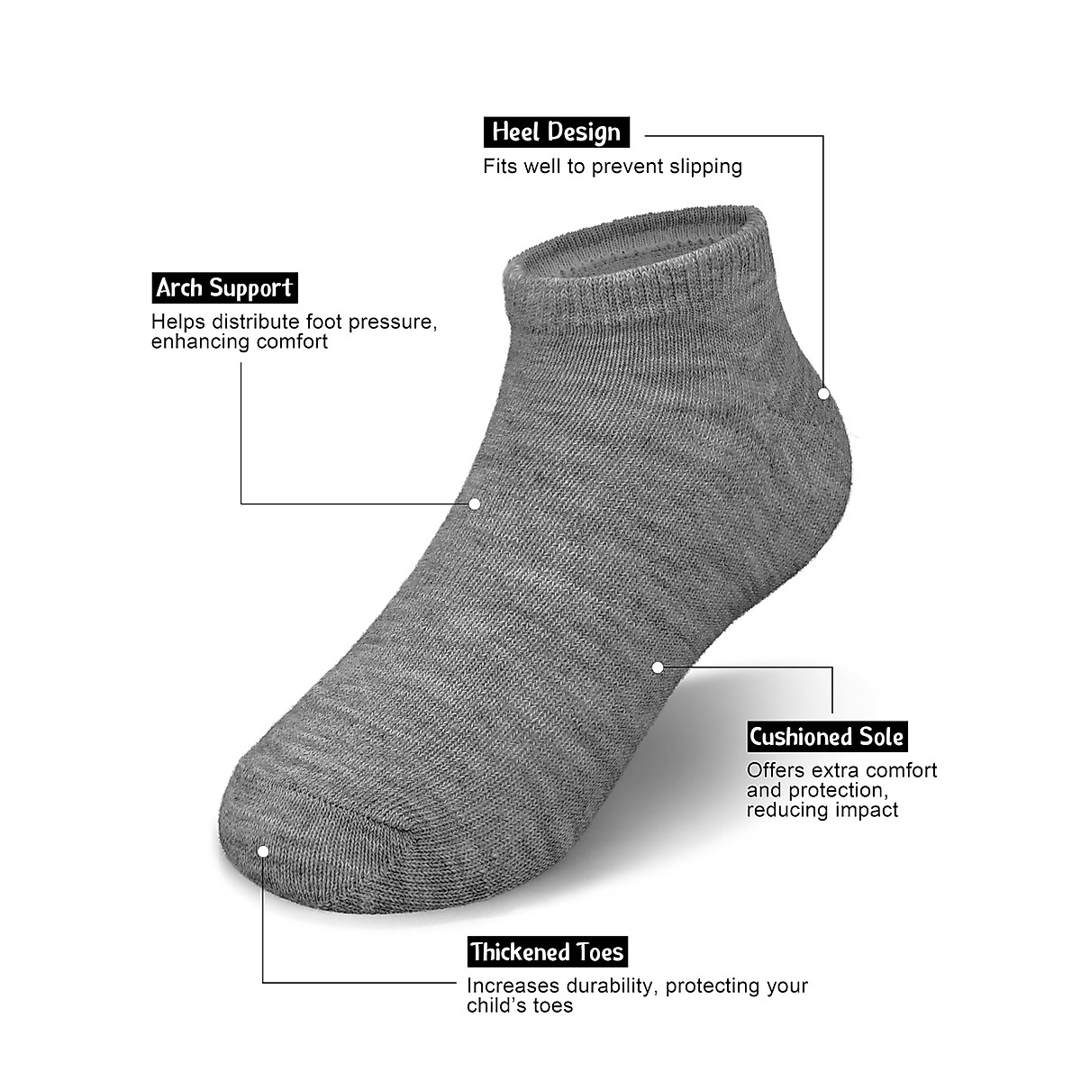 URATOT 24 Pairs Kids' Low Cut Socks Boys' or Girls' Half Cushion Socks Athletic Ankle Socks