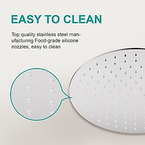 AULEEND 12 Inch Round Shower head, High Flow Stainless Steel Rainfall Shower Head, High Pressure Design (Brushed Nickel, 12)