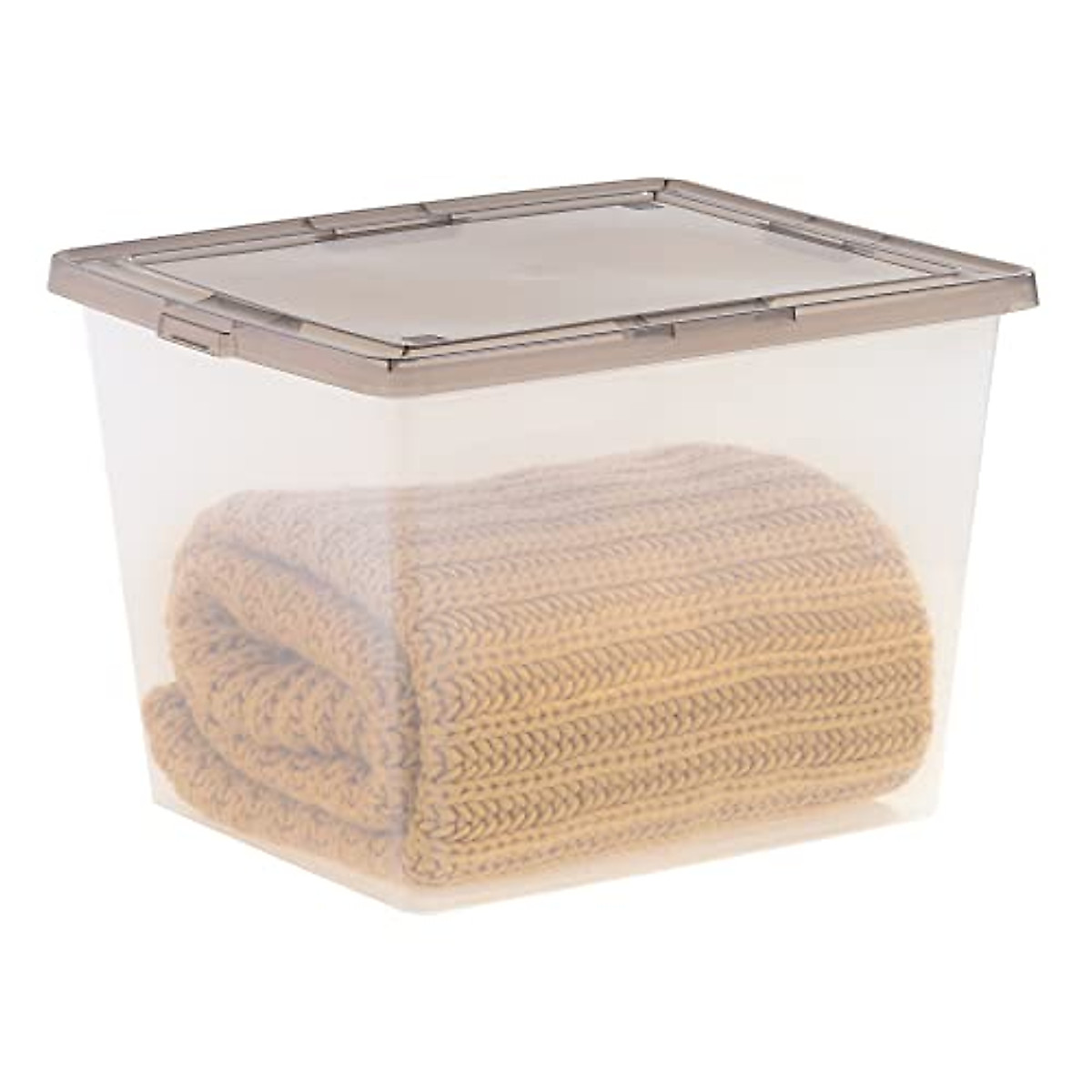 36 Quart Snap Top Clear Plastic Storage Box, Gray, Set of 6