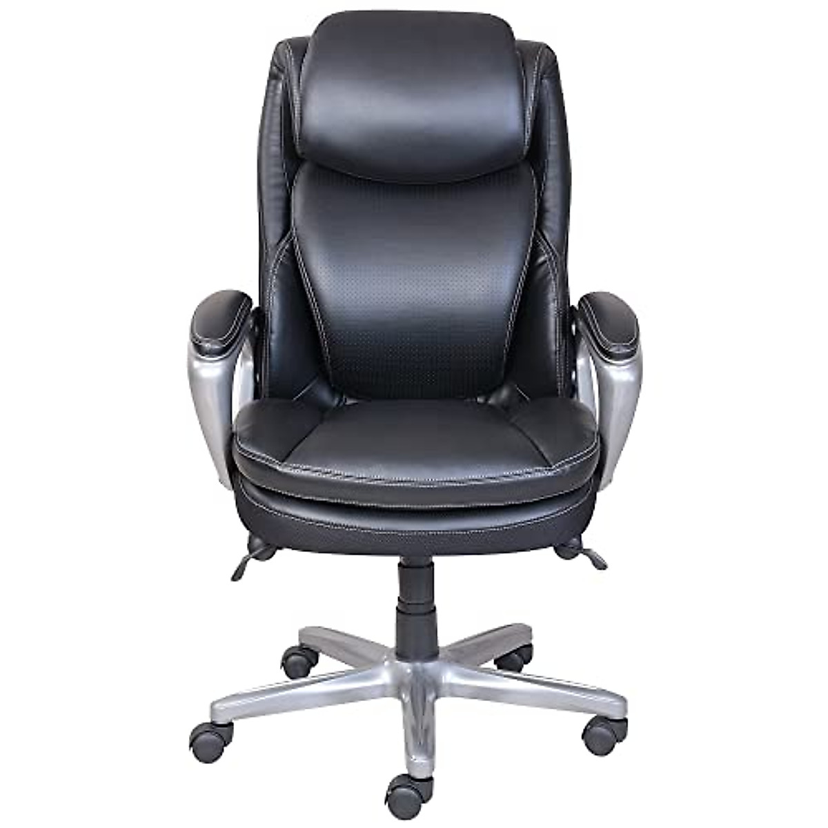 Serta® Smart Layers™ AIR Arlington Executive Chair, Leather, Black/Pewter