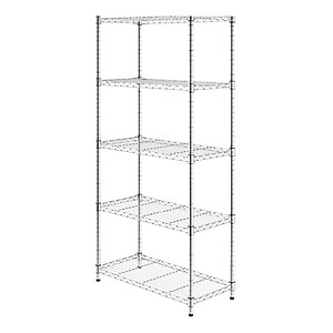 SafeRacks - NSF Certified Storage Shelves, Zinc, Heavy Duty Steel Wire Unit with Adjustable Feet, Garage or Bakers Rack, Kitchen, Pantry Shelf - (14"x30"x60" 5-Tier) (Silver)