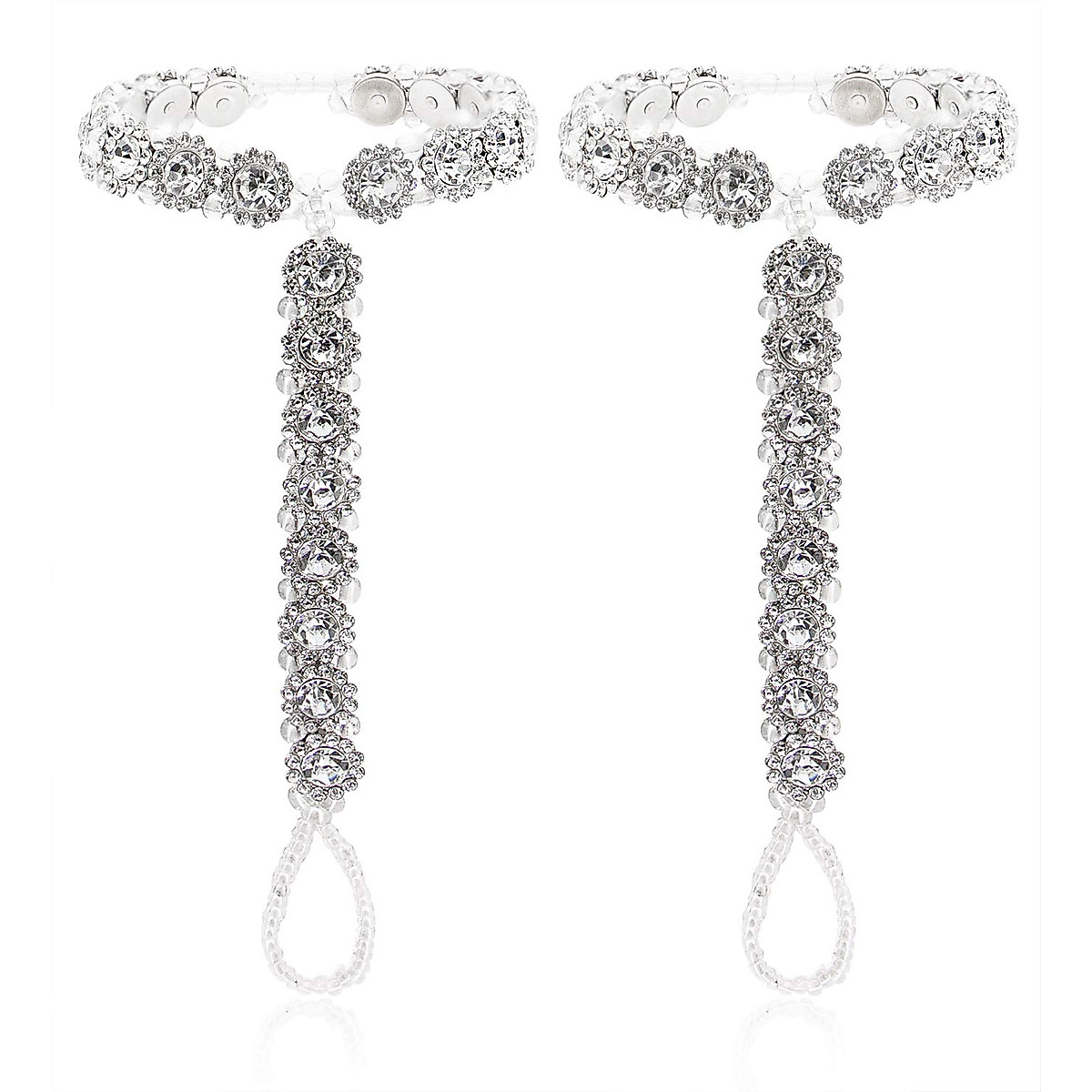 Bellady Beach Wedding Foot Jewelry Anklet Chain Barefoot Sandals 2 Pcs,Silver_Style 4