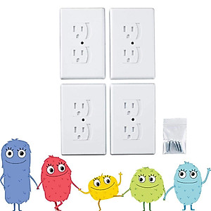 Toddleroo by North States Sliding Outlet Covers | Automatic self-Closing Design | Installs Over Any Standard Sized Home outlets | Baby proofing with Confidence (4-Pack, Soft White)