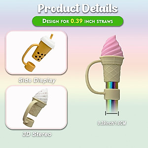 Stanley Straw Cover,5 Pack Straw Cover for Stanley Cup,Silicone Straw Topper 0.4in/10mm for Stanley Cup 30&40 oz for Tumblers(Multicolor Icecream)