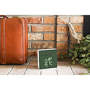 Green Fiddle Leaf Fig Tree, JoyRide Home Decor Wood Block Sign, 5"x5" Freestanding, Shelf or Wall Displayed, Artist Designed Home Décor.