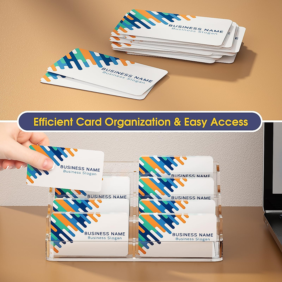 MaxGear Acrylic Business Card Holder for Desk Multiple Business Card Holders, Business Card Stand Business Card Display Holder, Clear Plastic Business Card Holder Display Office, 8 Pocket