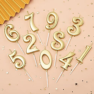 PHD CAKE 10-Count 0-9 Gold Number Birthday Candles, Number One Birthday, Gold Number Candles, Party Celebration, Baby Showers