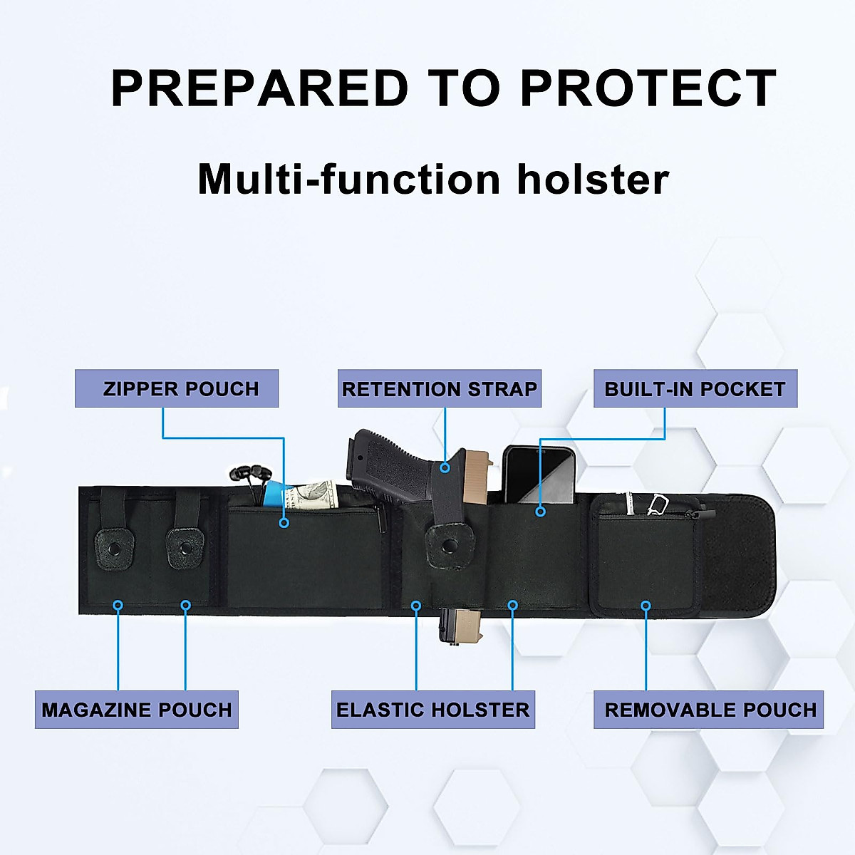 Crienten Belly Band Holster for Concealed Carry, Concealment Gun Holster for Men & Women, Waist Holsters Fits Taurus, Smith, Glock P238, Ruger LCP, S&W M&P Shield 9MM Most Pistols and Revolvers