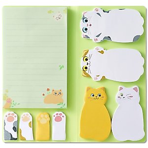 Hommie Cat Sticky Notes Set, Cute Sticky Note Animal Divider Tabs Bundle Writing Memo Pads Page Marker, Sticky Notes Pads for Cat Lovers Kids Office School Supplies Creative Gifts