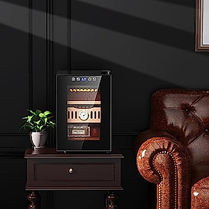 Mojgar 18L Electric Cooler Cabinet, 100 Counts Cooling and Heating Temperature Control Cabinet with Spanish Cedar Wood Shelves & Hygrometer, Gift for Men Father Husband