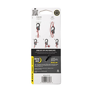 Nite Ize CamJam XT Aluminum Rope Tightener, Large - Versatile Tie Down Cam Mechanism with Carabiner Clip - Secure Hiking Gear Essential - Rope Tie Down Accessory - Large, Black