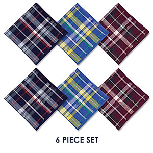 Selected Hanky 100% Cotton Men's Handkerchief 6 Piece Gift Set