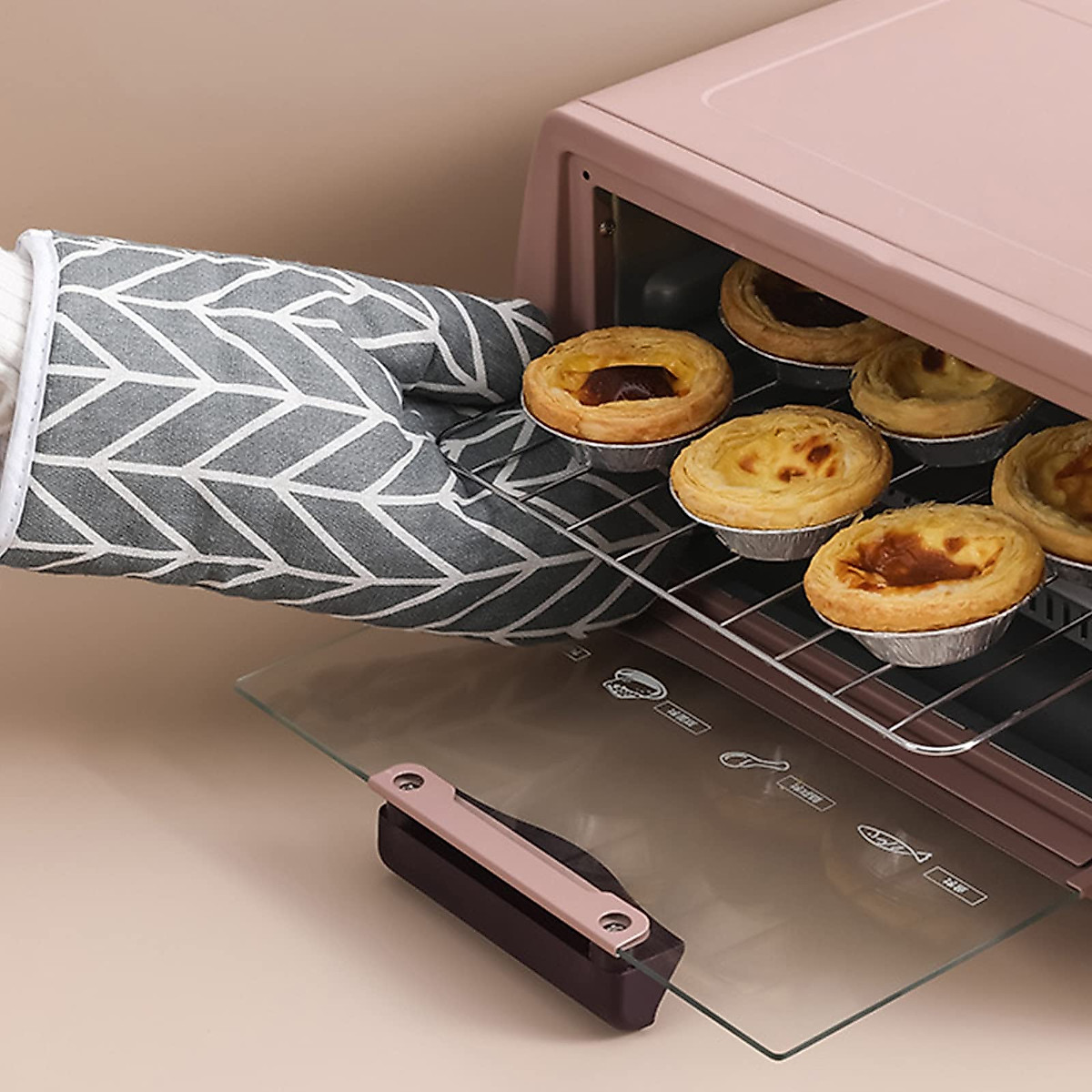 Eilin Heat-Resistant High Temperature Resistance Oven Mitts - 1 Pairs Kitchen Oven Mitt Gloves for BBQ Cooking , Baking, Microwave Heat