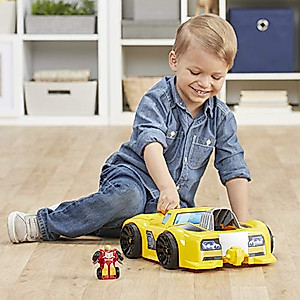 Playskool Heroes Transformers Rescue Bots Academy Bumblebee Track Tower 14" Playset, 2-in-1 Converting Robot, Collectible Toys for Kids Ages 3 & Up